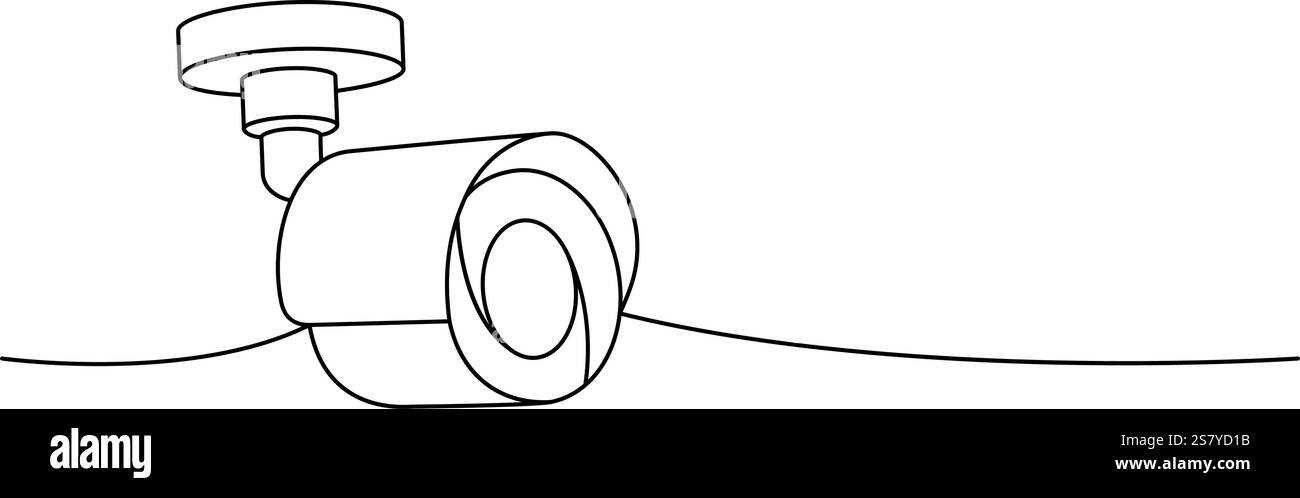 Video spy camera one line continuous drawing. Security surveillance ...