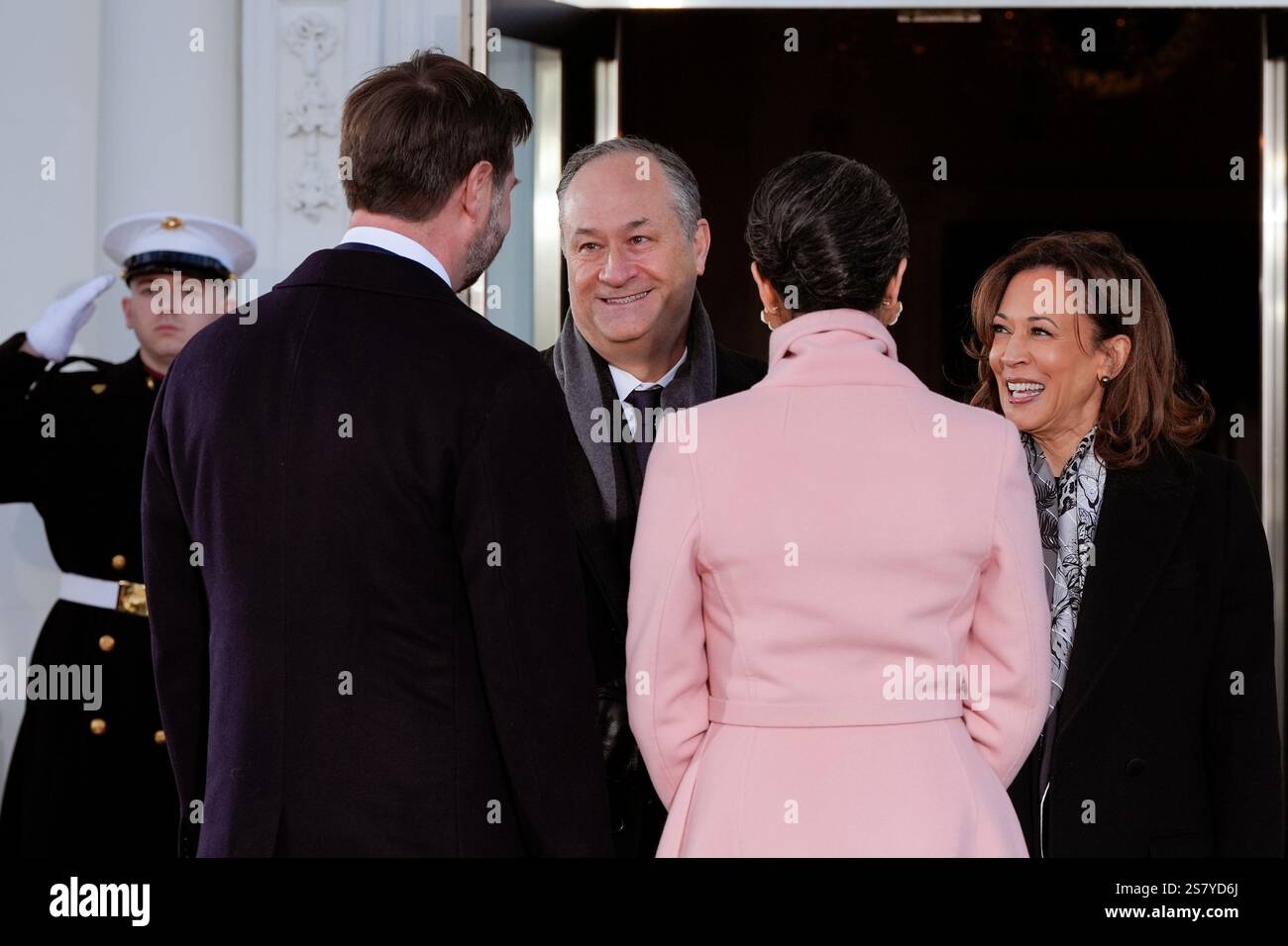 Vice President Kamala Harris and second gentleman Doug Emhoff, greet ...
