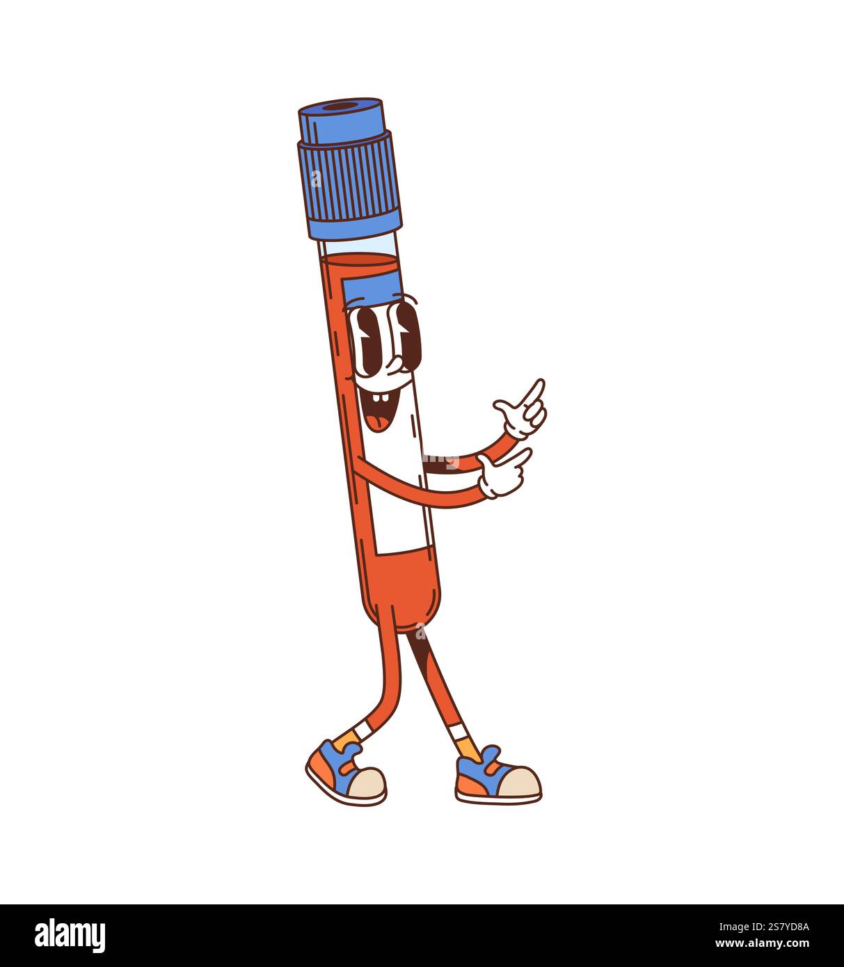 Cartoon test tube groovy medicine and health character dances with ...