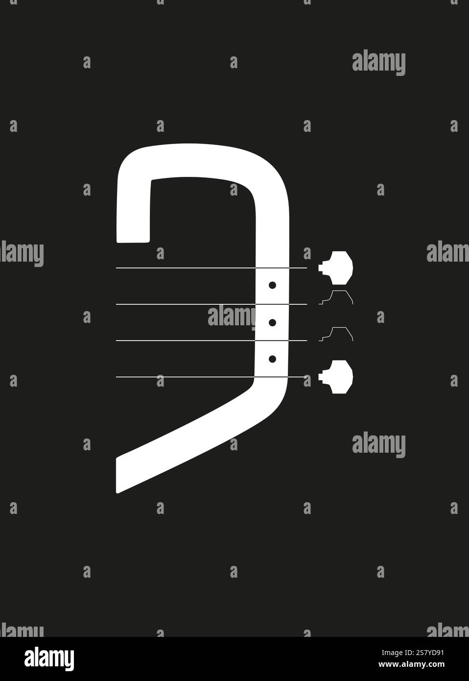 logo bass clef & guitar.Vector illustration in the form of bass clef ...