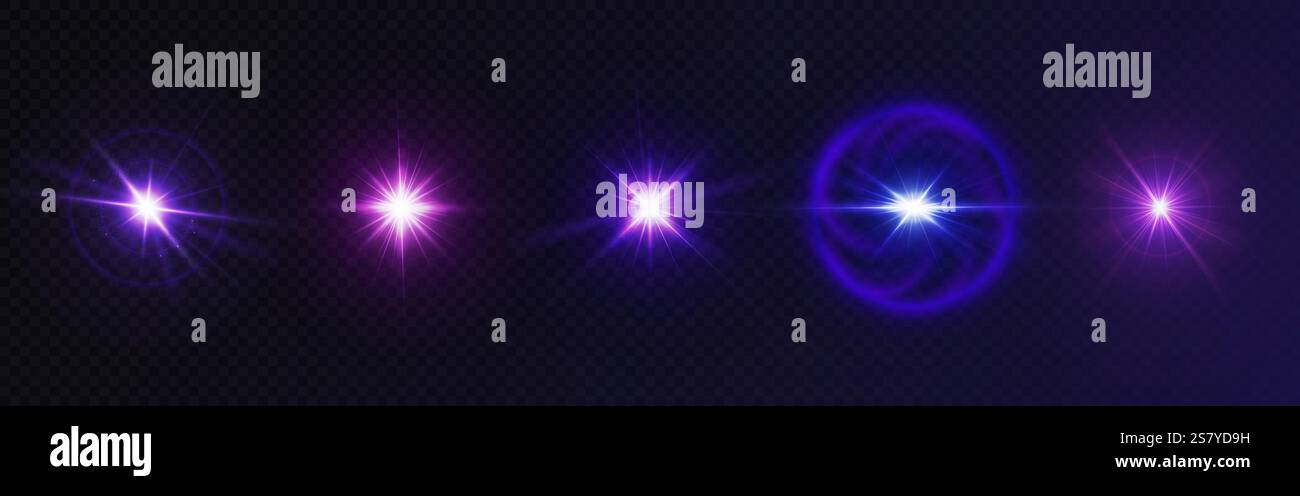 Magical glint and glare collection with purple effects - bright star ...