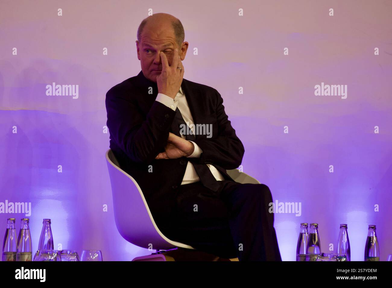 Frankfurt am Main, Germany. January 19, 2025. Olaf Scholz attends an ...