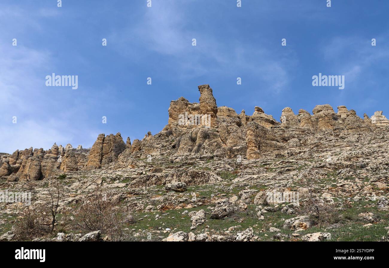 The shapes of natural rocks in Gelincik Mountain in Diyarbakır's Çermik ...