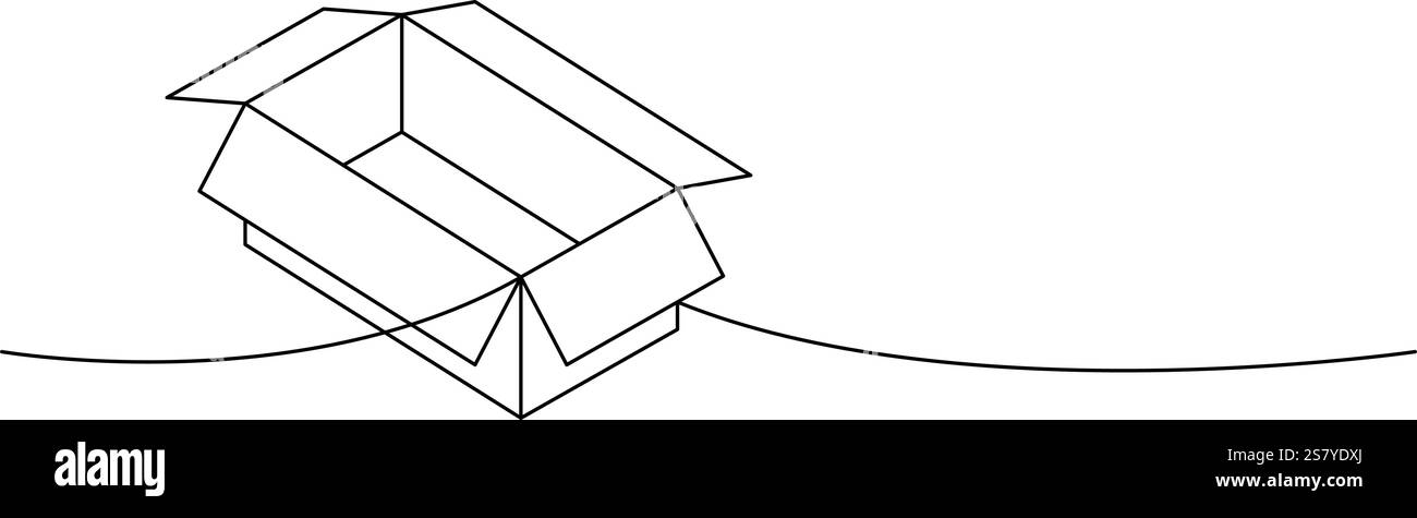 Cargo box one line continuous drawing. Carton delivery packaging box ...
