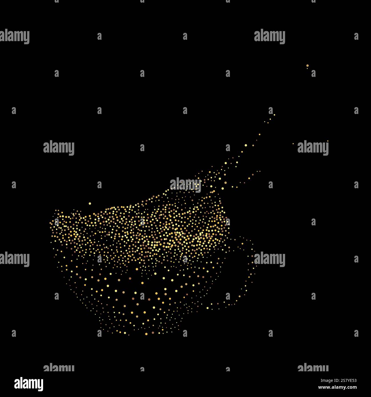 Coffee cup breaking into gold particles, created from circular dots ...