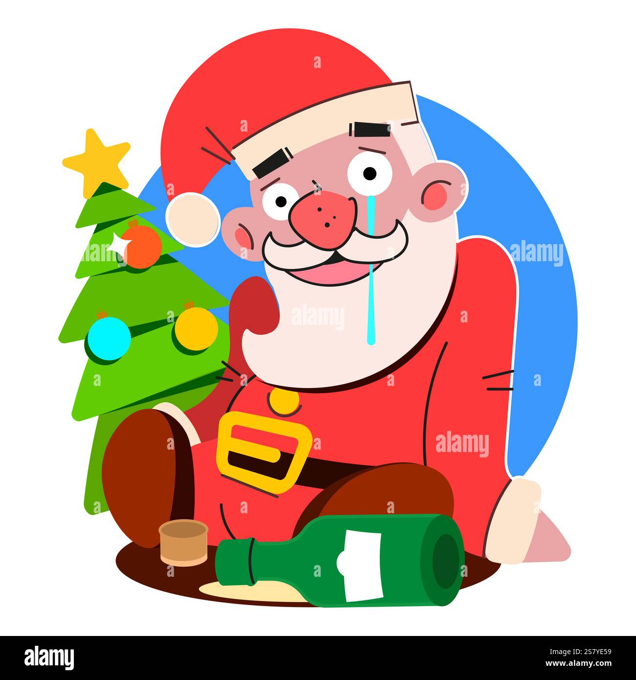 Sad Depressed Santa Claus Vector Cartoon Illustration. Elderly Father ...