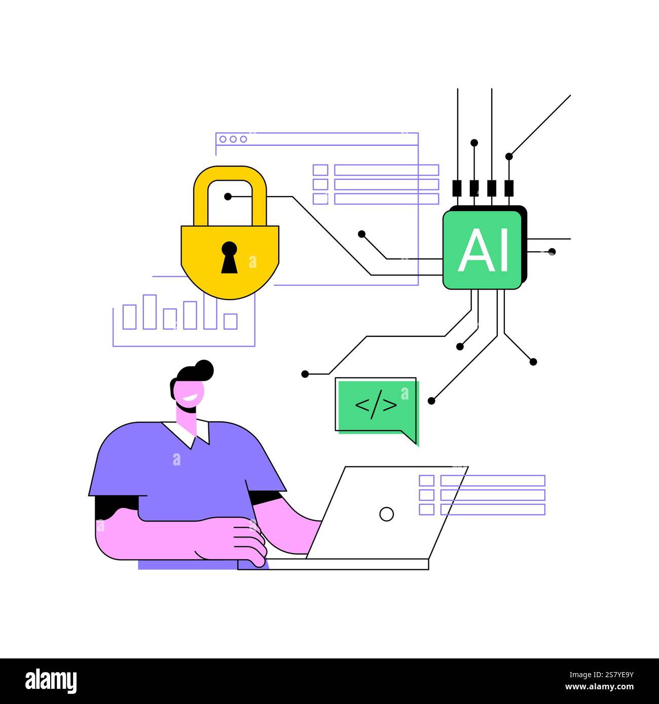 AI-Backed Security Patching abstract concept vector illustration Stock ...