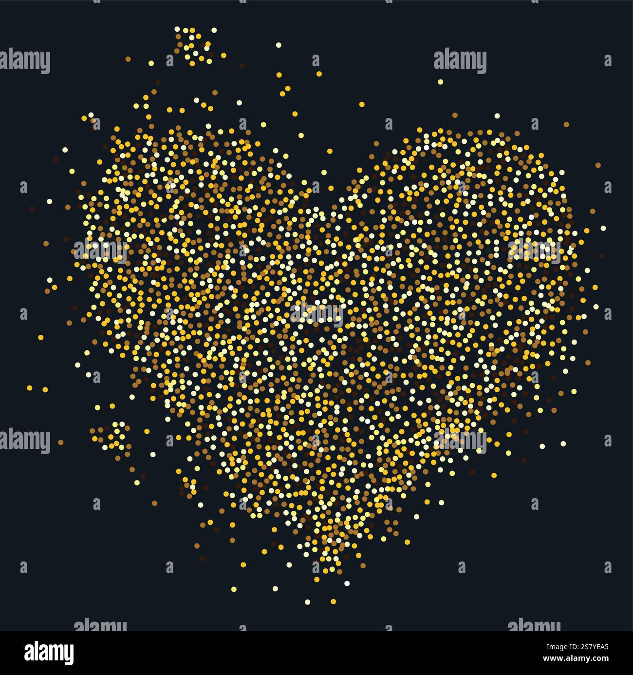 Creative composition of circular gold particles, heart shaped powder ...