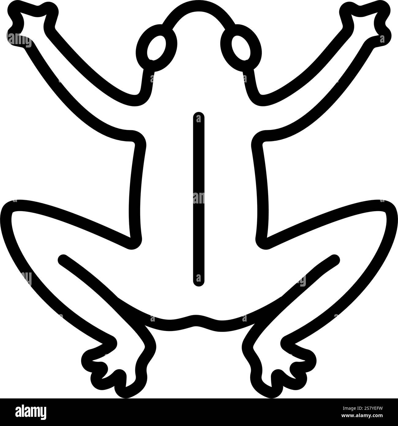 Black line frog, vector monochrome illustration of a toad, editable ...