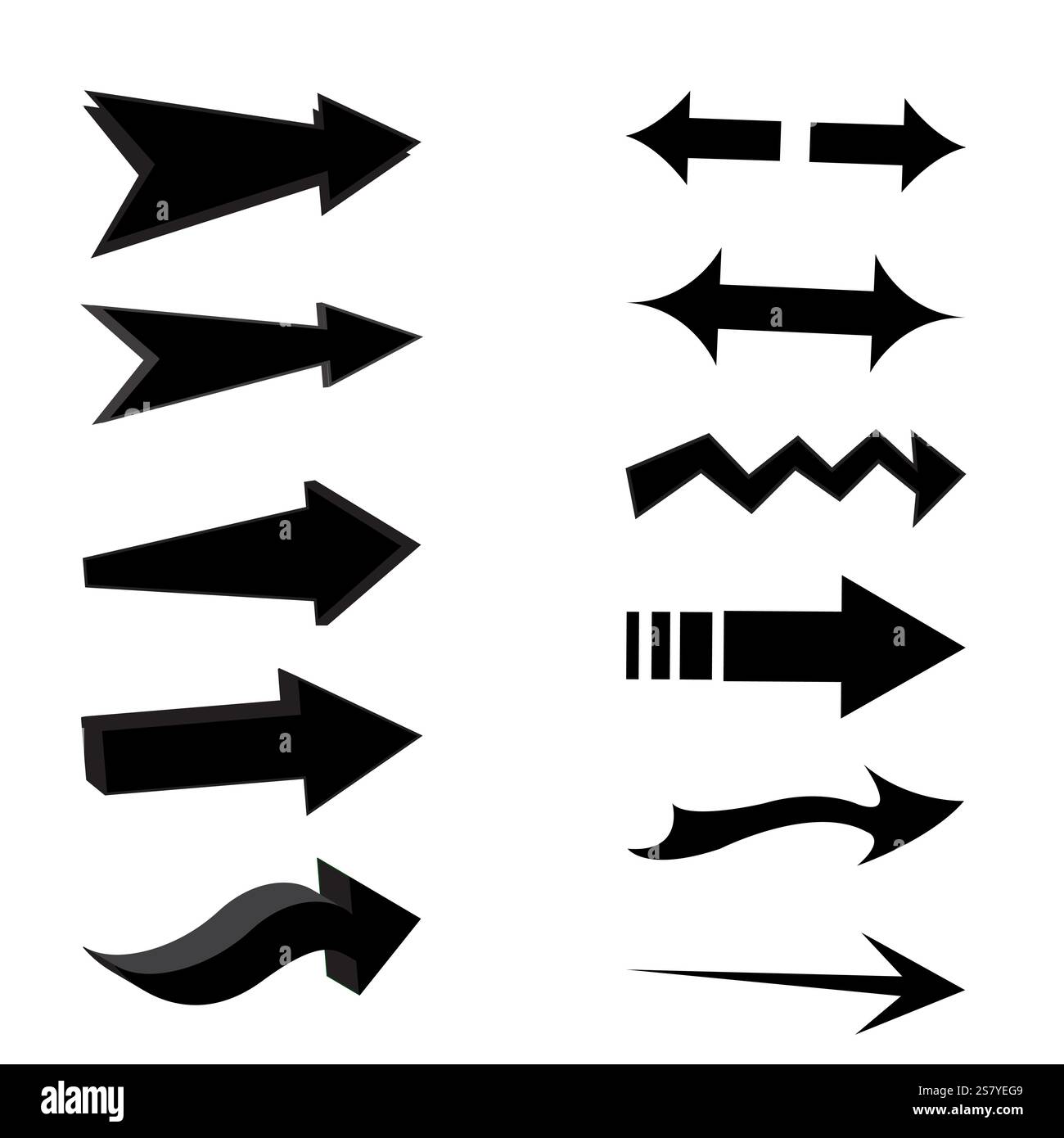 Arrow vector icon. Bold black arrows. Diverse arrow symbols. Isolated ...