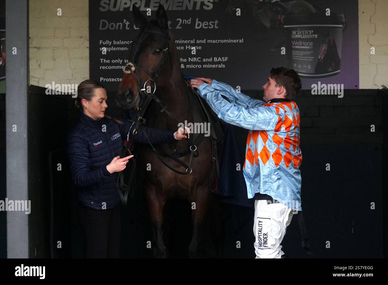Jockey Jonjo O'Neill Jr with horse Keppel Queen in the stables ahead of ...