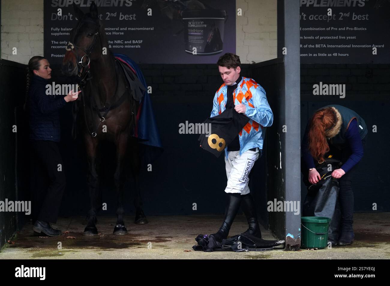Jockey Jonjo O'Neill Jr with horse Keppel Queen in the stables ahead of ...