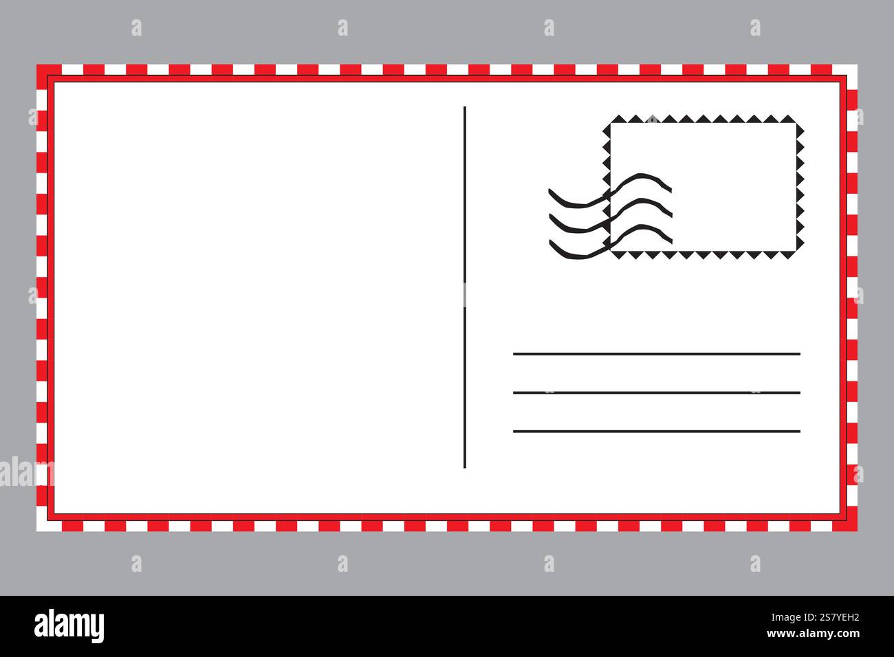 Postcard vector icon. Airmail border detail. Black postal stamp. White ...