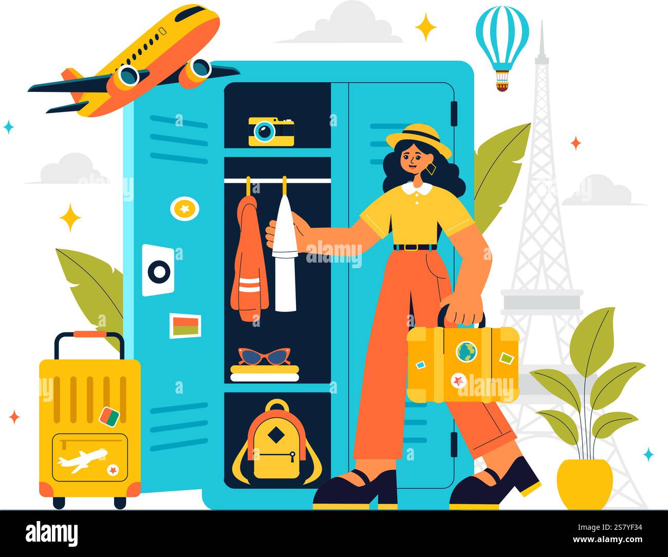 Travel Locker Vector Illustration Featuring Baggage Storage, Luggage ...