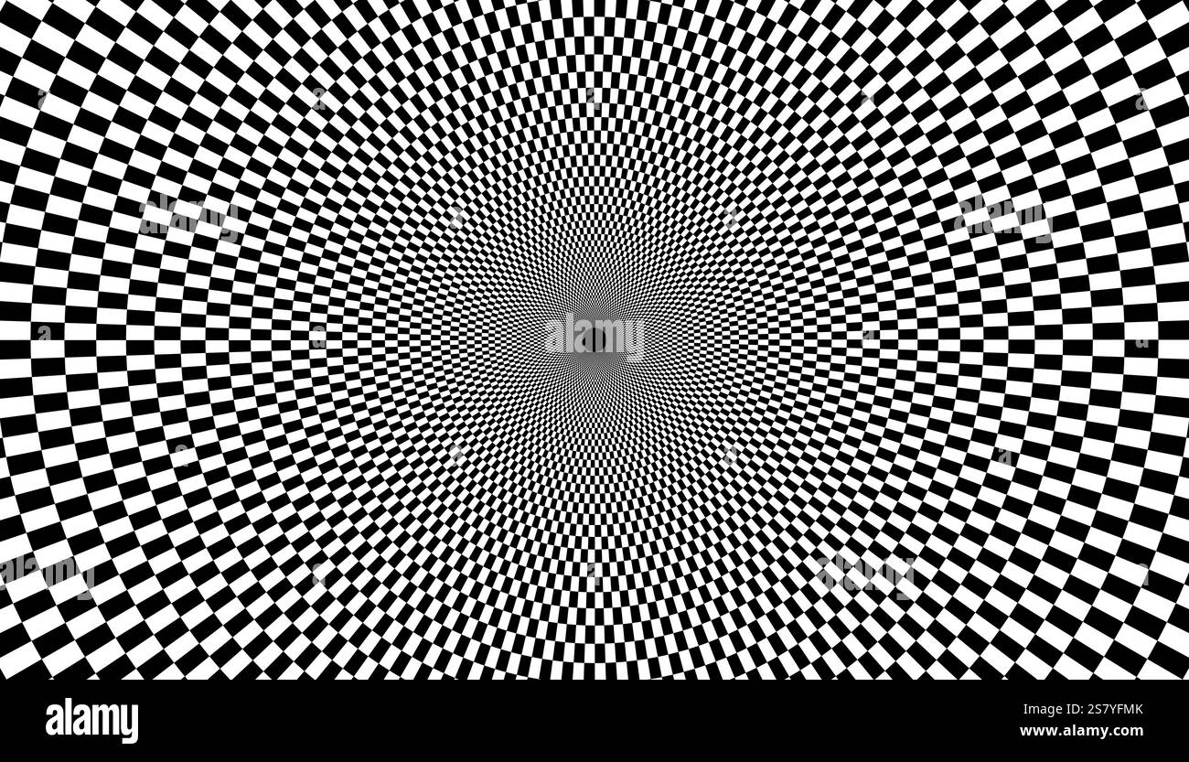 Optical checkered spiral illusion background. Magic psychedelic pattern ...