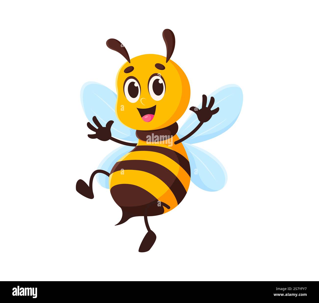 Cartoon honey bee character, cute honeybee animal mascot with cheerful ...