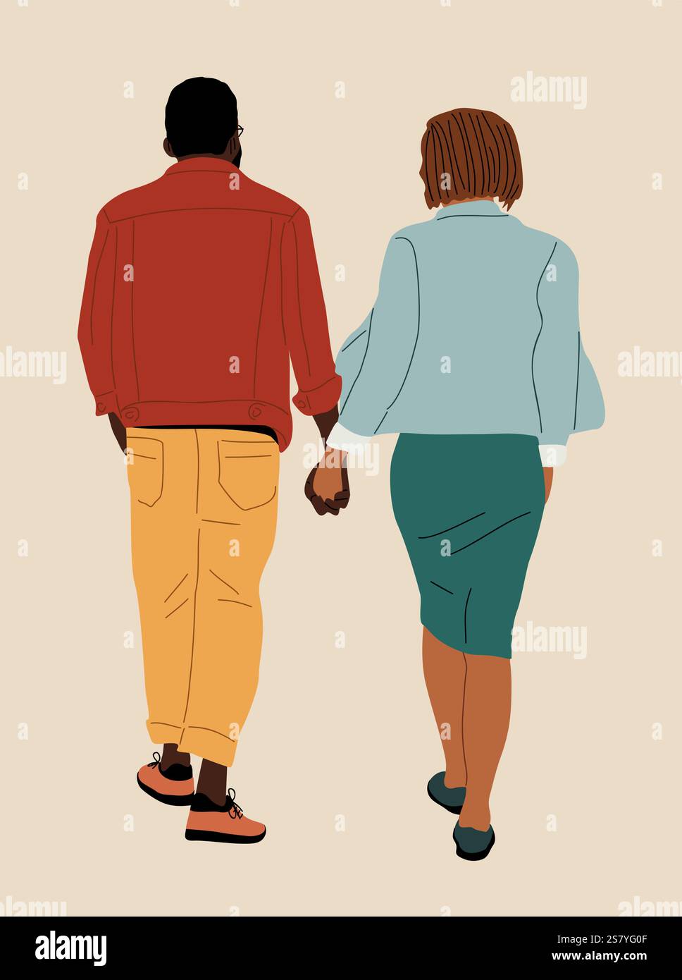 Man and woman in casual clothes walking rear view Stock Vector Image & Art - Alamy