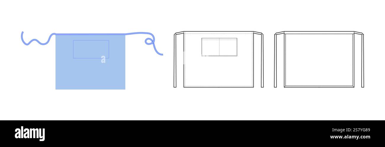 Set of Waist Aprons technical fashion illustration. Chef uniform for ...