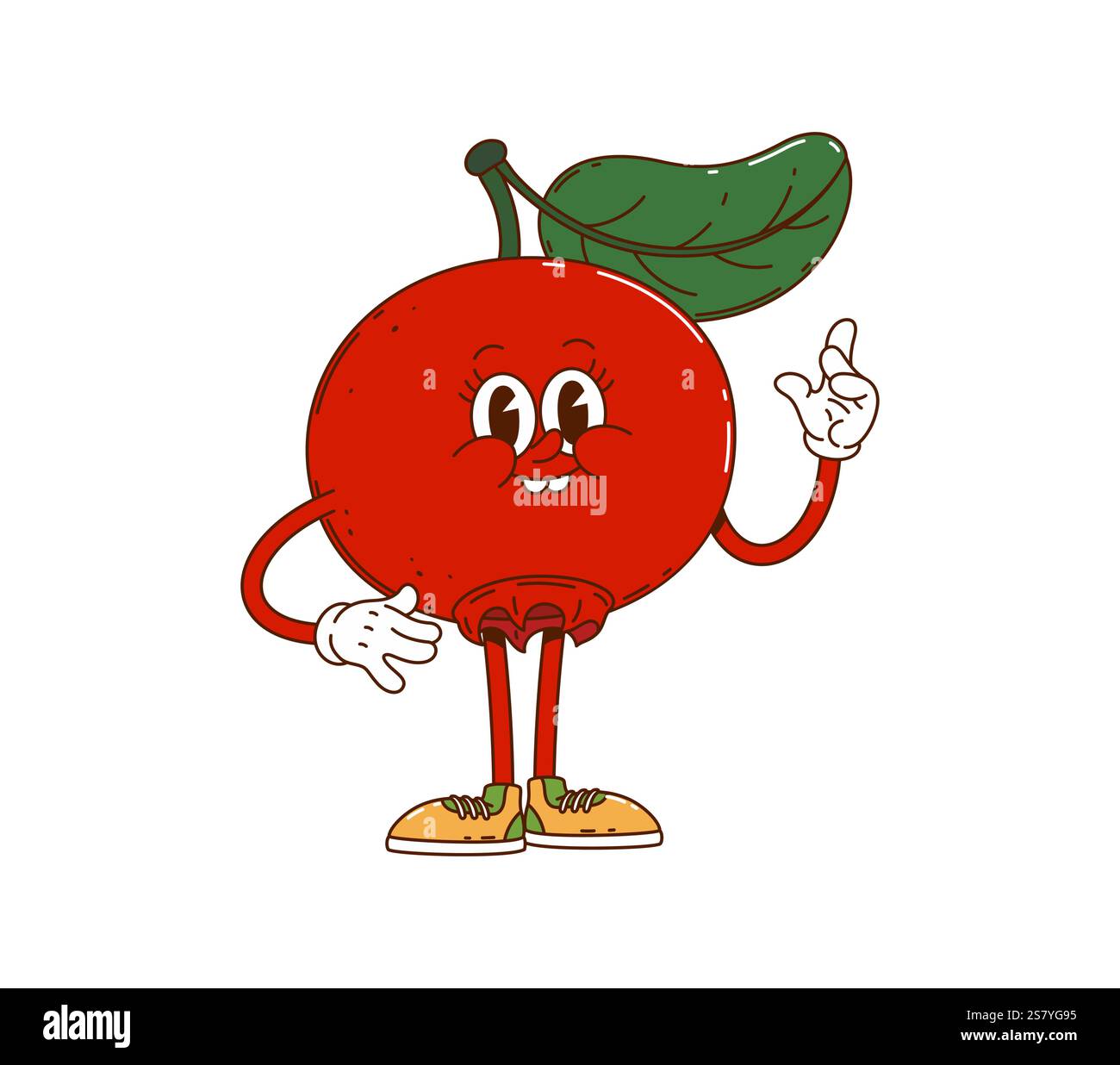 Cartoon groovy ripe cranberry cute character. Forest wild berry retro ...