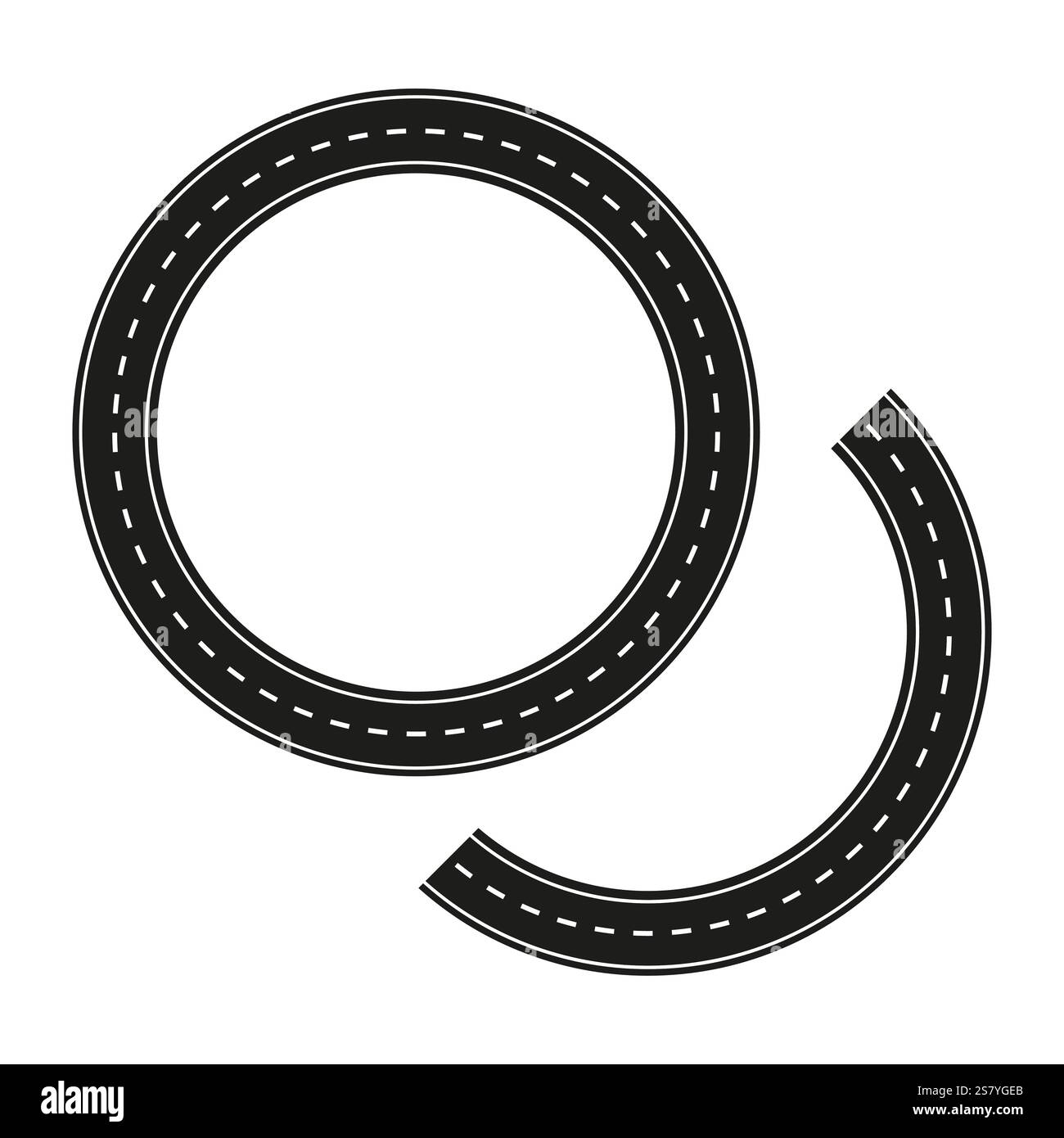 Circular road illustration. Bold black highway. Vector driving concept ...