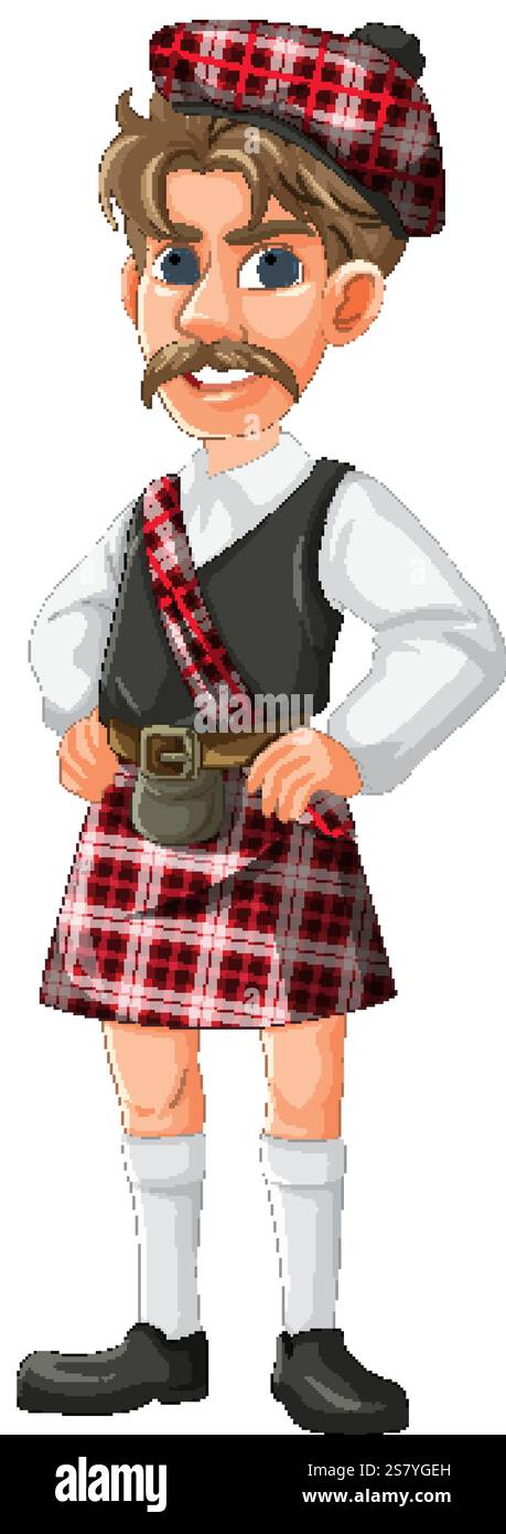 Illustration of a man in a Scottish kilt Stock Vector Image & Art - Alamy