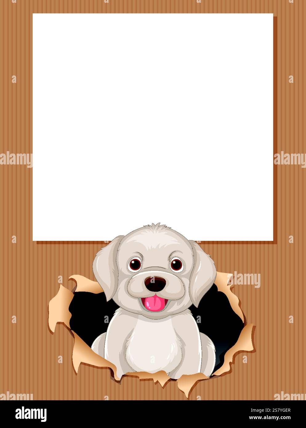 Adorable dog illustration with torn paper effect Stock Vector Image ...