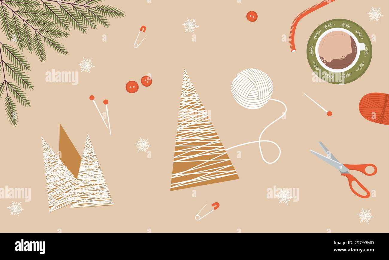 Christmas decoration cardboard diy Stock Vector Images - Alamy
