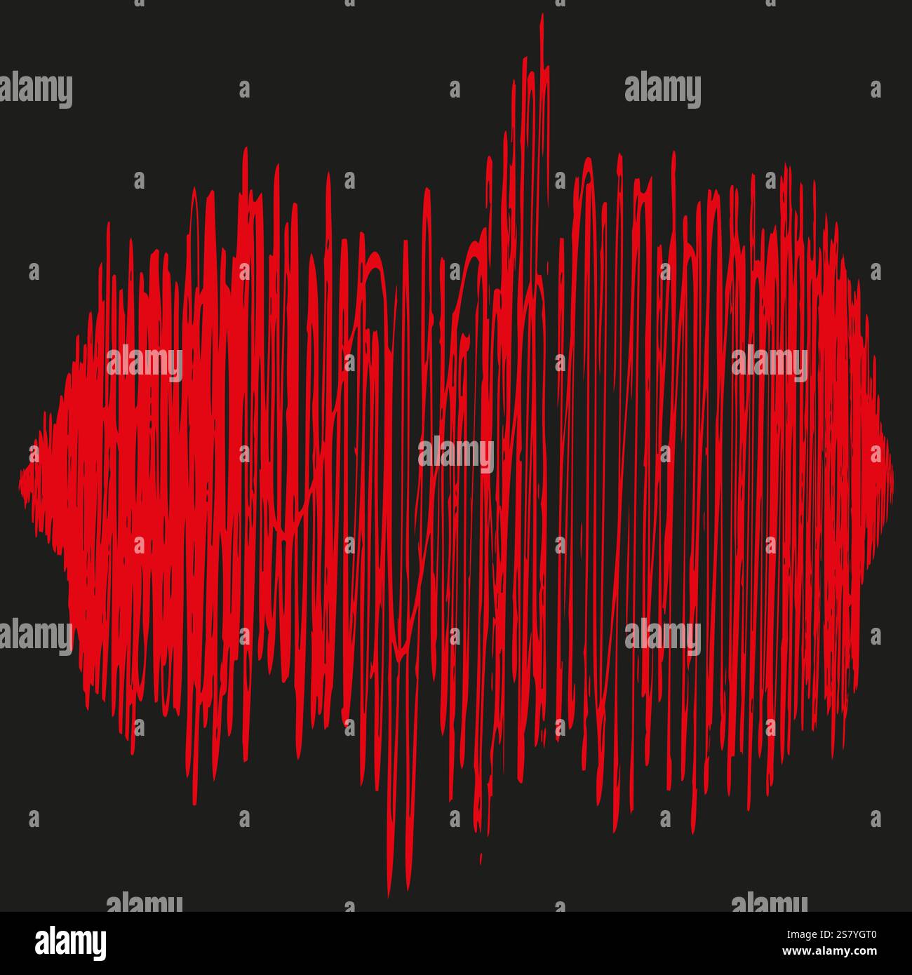 Red waveform design. Abstract audio signal. Bold artistic texture ...