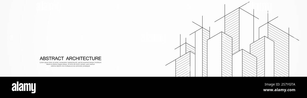 Panoramic view of architectural drawing with building construction for ...