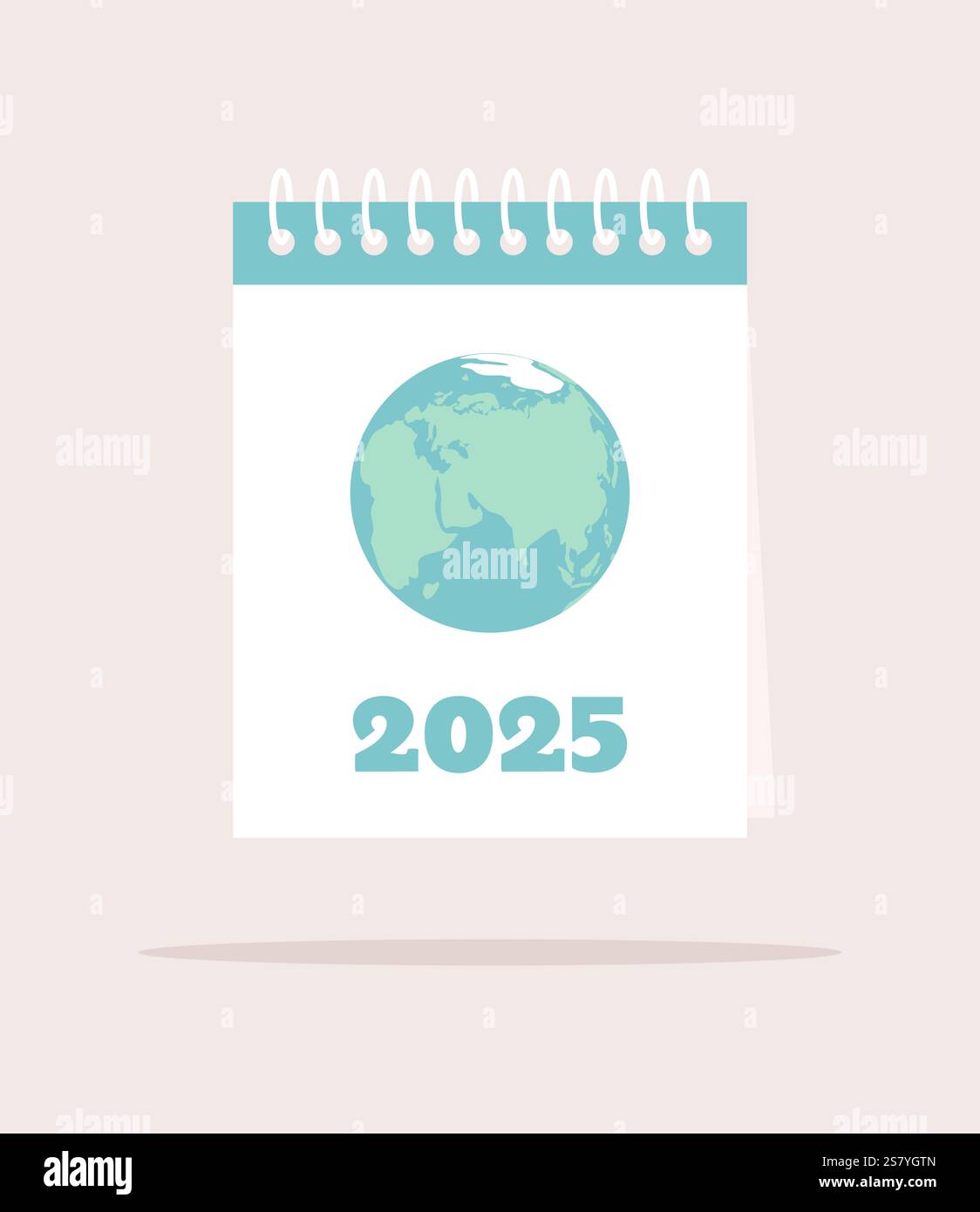 Notebook or calendar with the image of the Earth globe and the number ...