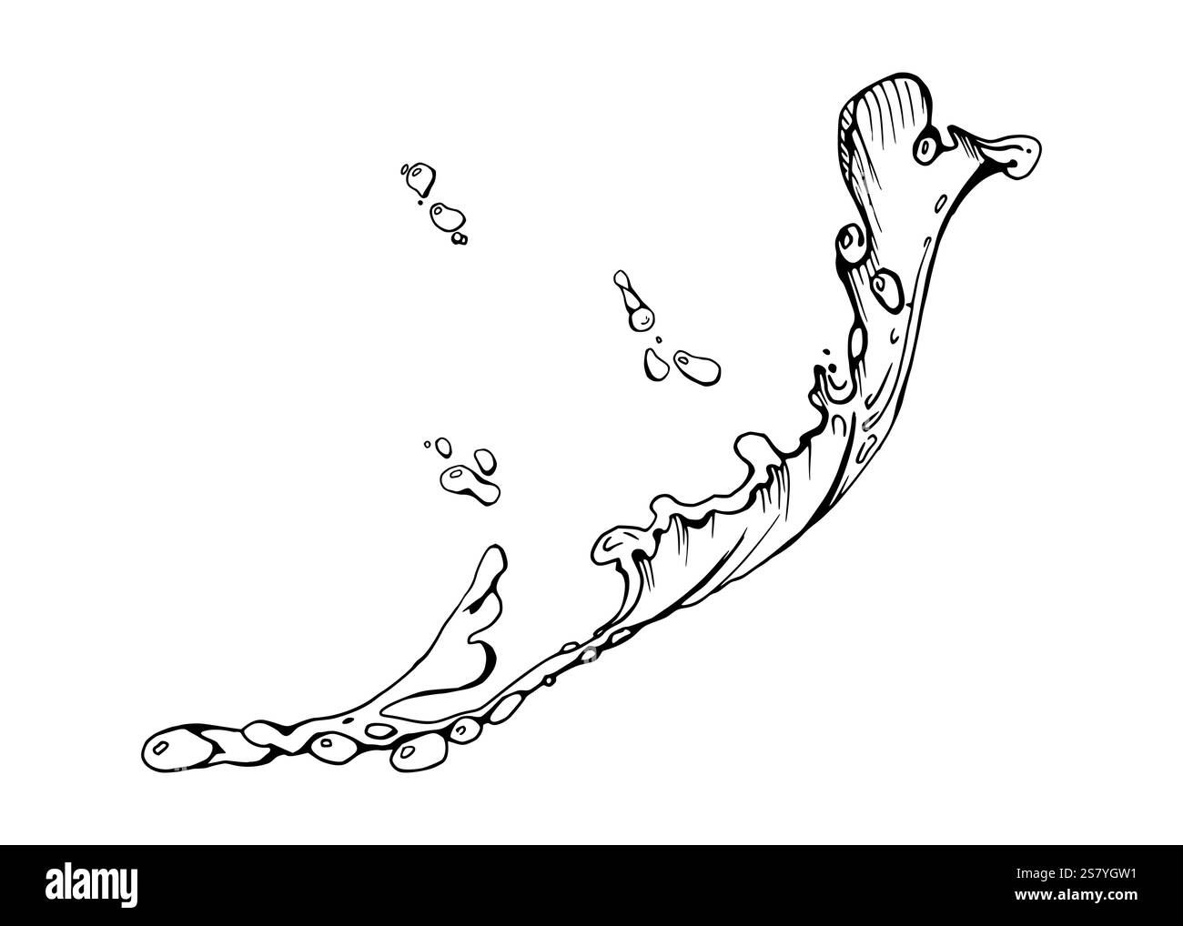 Water flow, splashes bubbles waves, dew drops. Liquid pouring motion ...