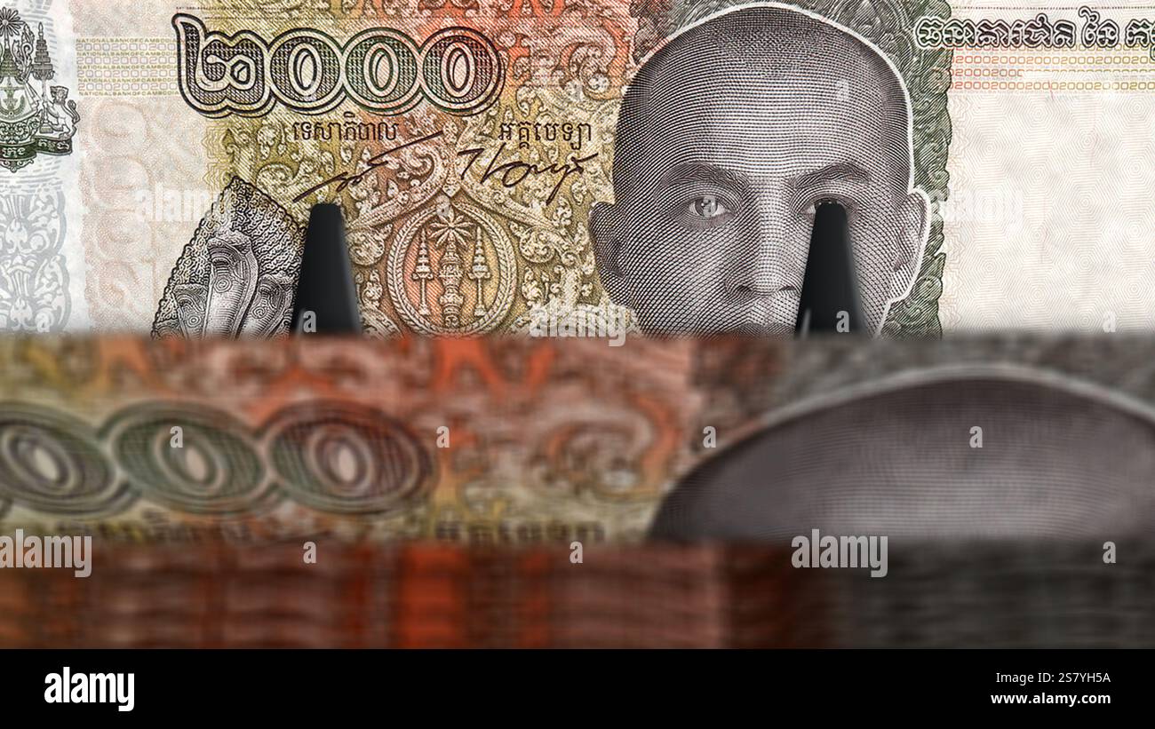 Cambodia money Cambodian riel money pack 3d illustration. 2000 KHR ...