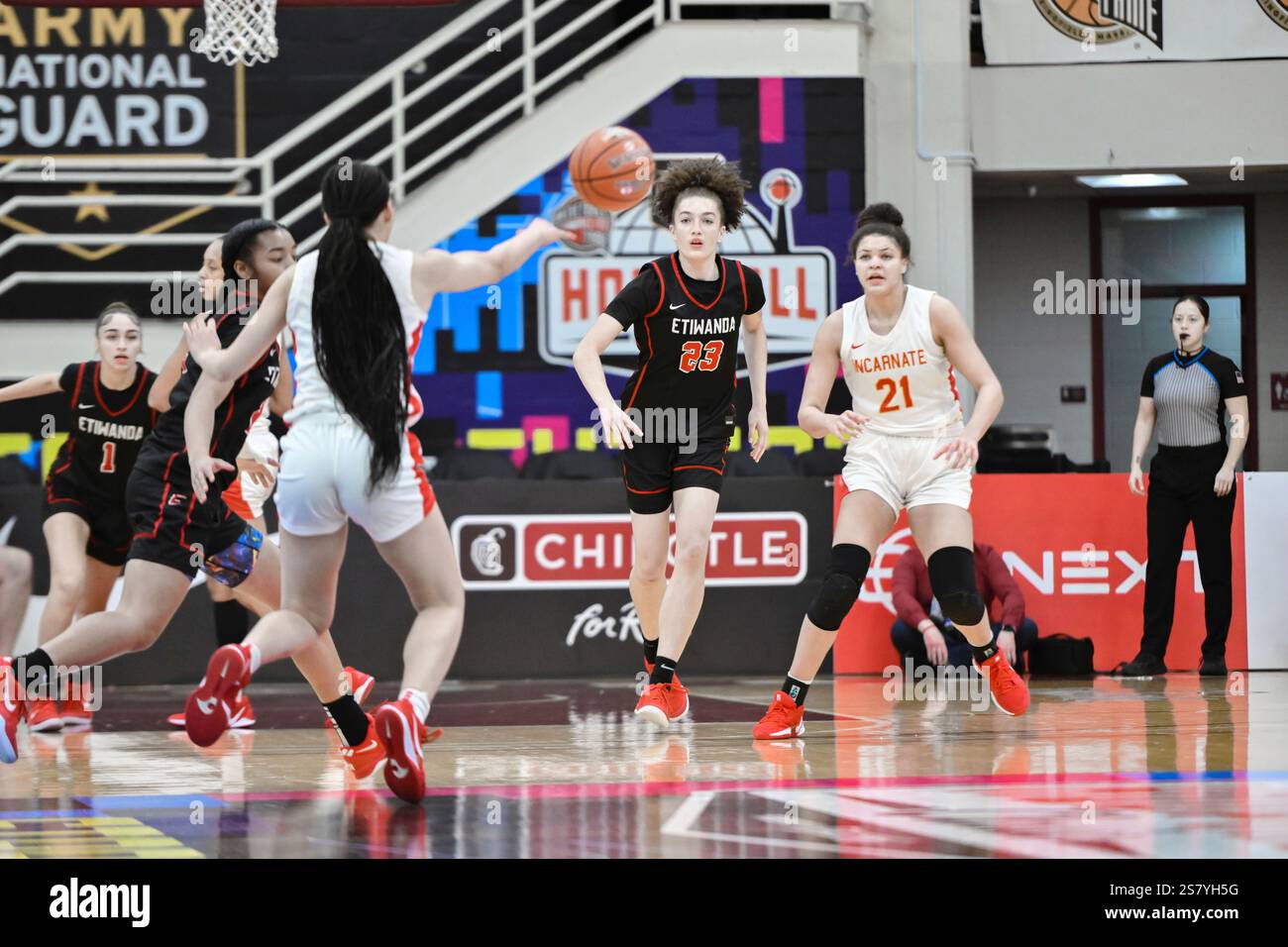 SPRINGFIELD, MA - JANUARY 20: Grace Knox of Etiwanda (23) defends Nevaeh Lucious of Incarnate ...