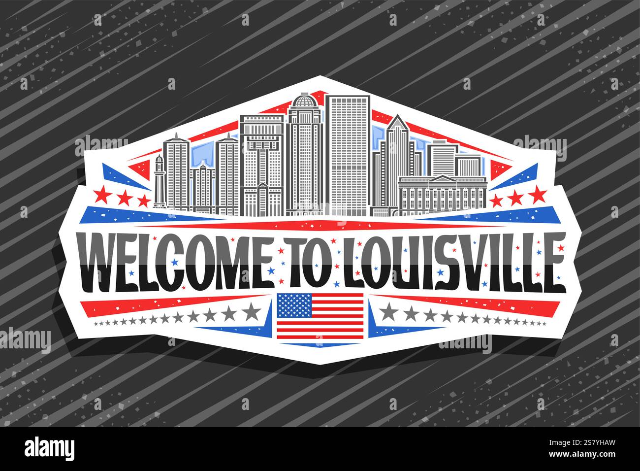 Vector logo for Louisville, decorative cut paper sign with line ...