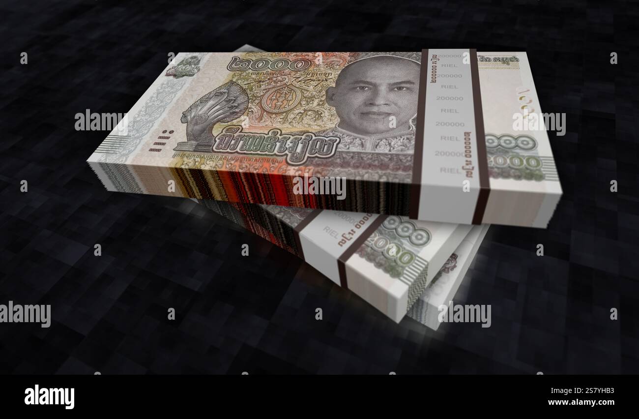 Cambodia money Cambodian riel money pack 3d illustration. 2000 KHR ...