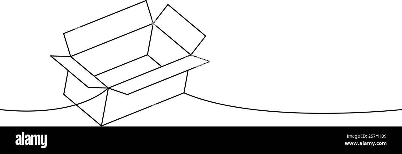 Storage box one line continuous drawing. Carton delivery packaging box ...