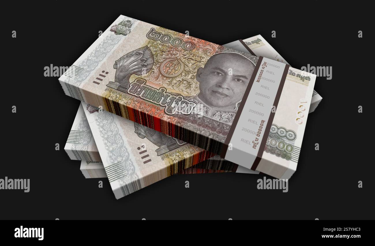 Cambodia money Cambodian riel money pack 3d illustration. 2000 KHR ...