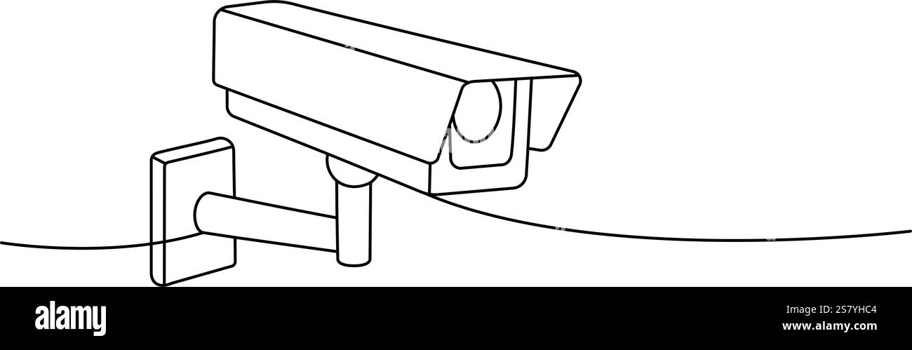 Security camera one line continuous drawing. Video surveillance. Vector ...