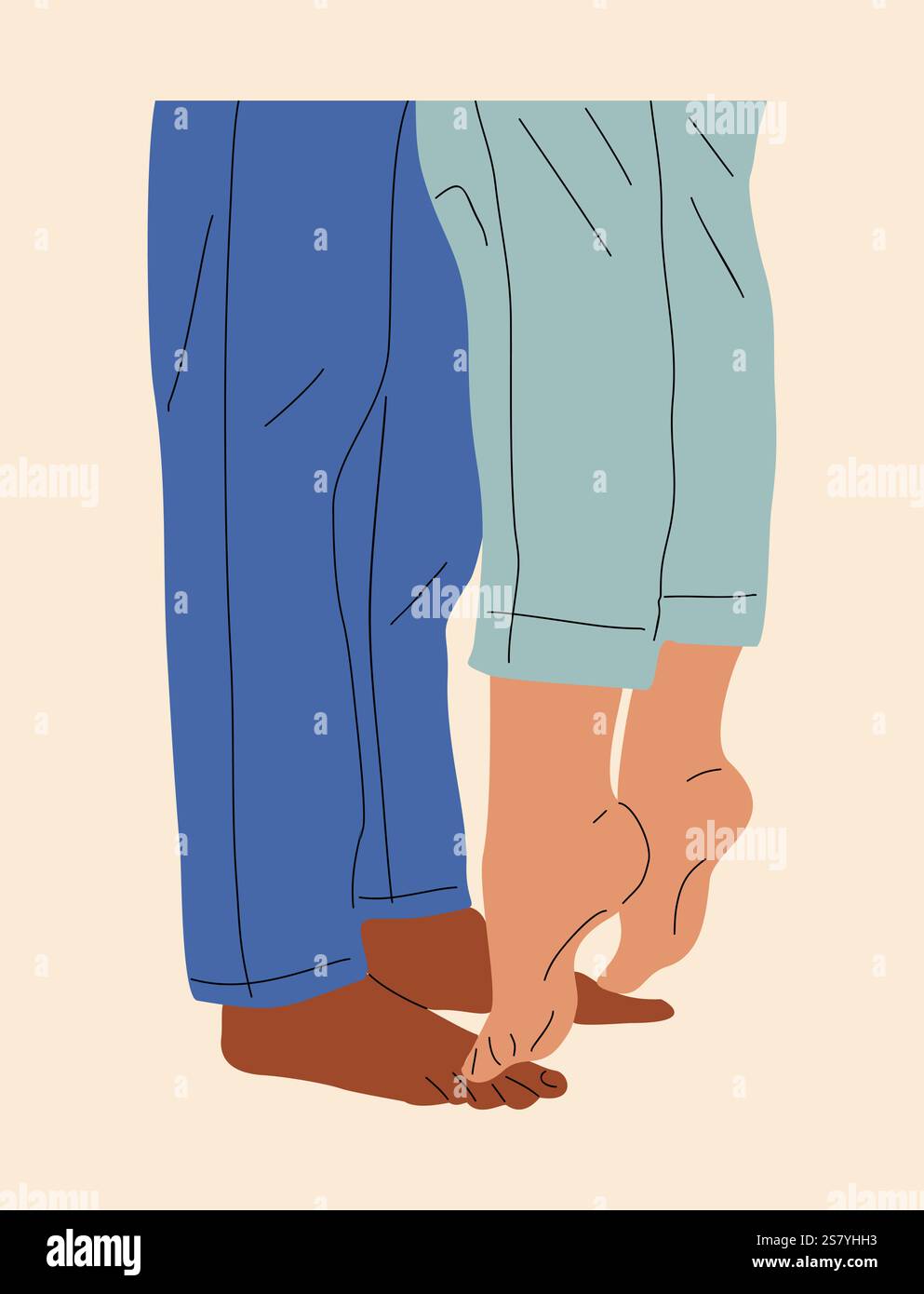Legs of multiracial couple hugging, kissing vector Stock Vector Image ...
