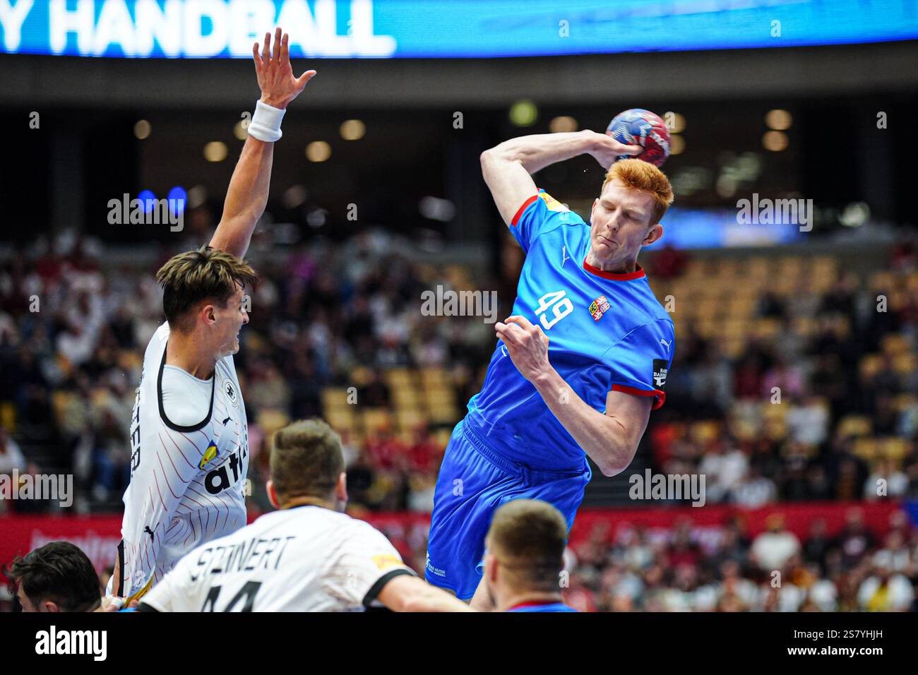 Wurf/Tor Daniel Blaha (Tschechien, #49) DEN, Deutschland vs. Tschechien ...
