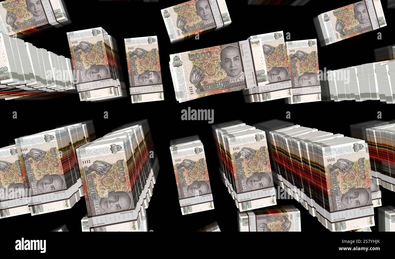 Cambodia money Cambodian riel money pack 3d illustration. 2000 KHR ...