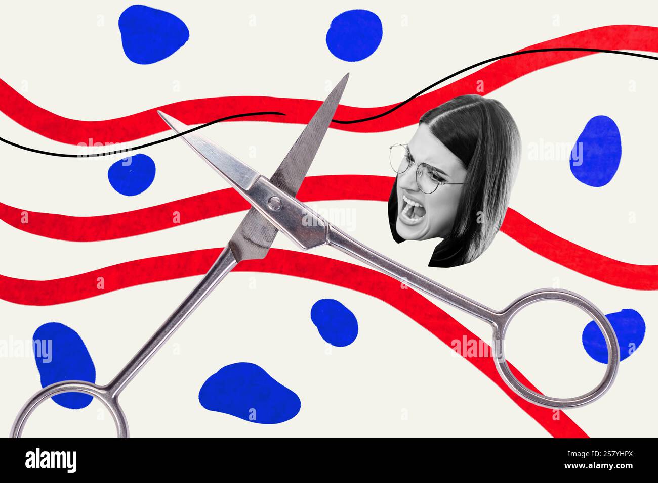 Sketch image artwork composite 3D photo collage of bodyless head woman ...