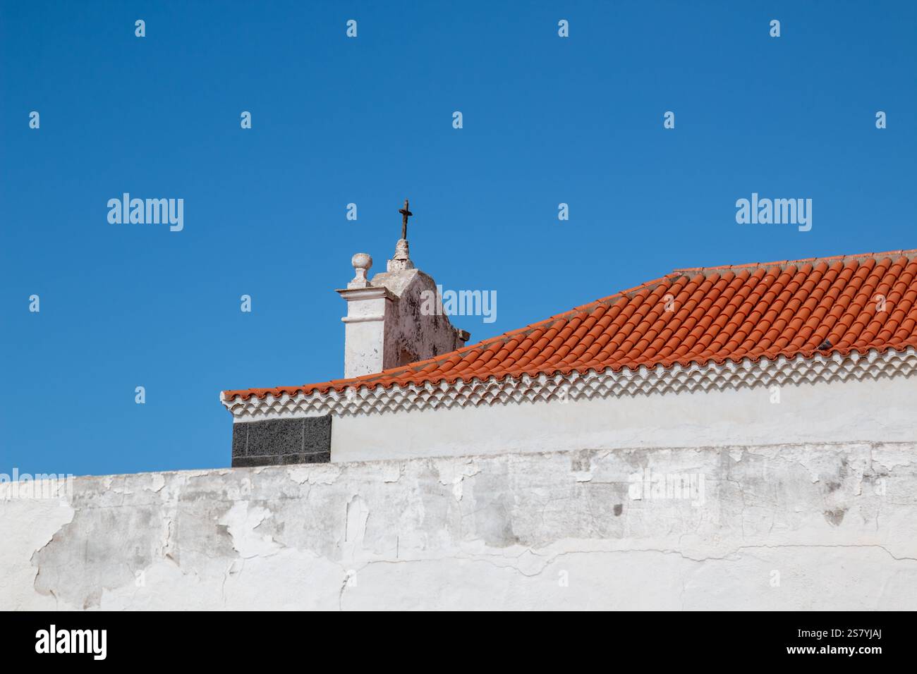 Belfry and orange roof of an old church of the Hermitage of Veracruz ...