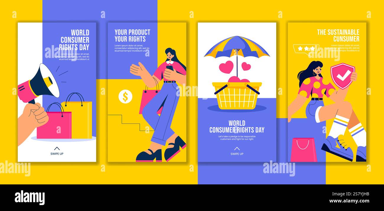 Flat Style Illustration for Consumer Rights Day Social Media Stories ...
