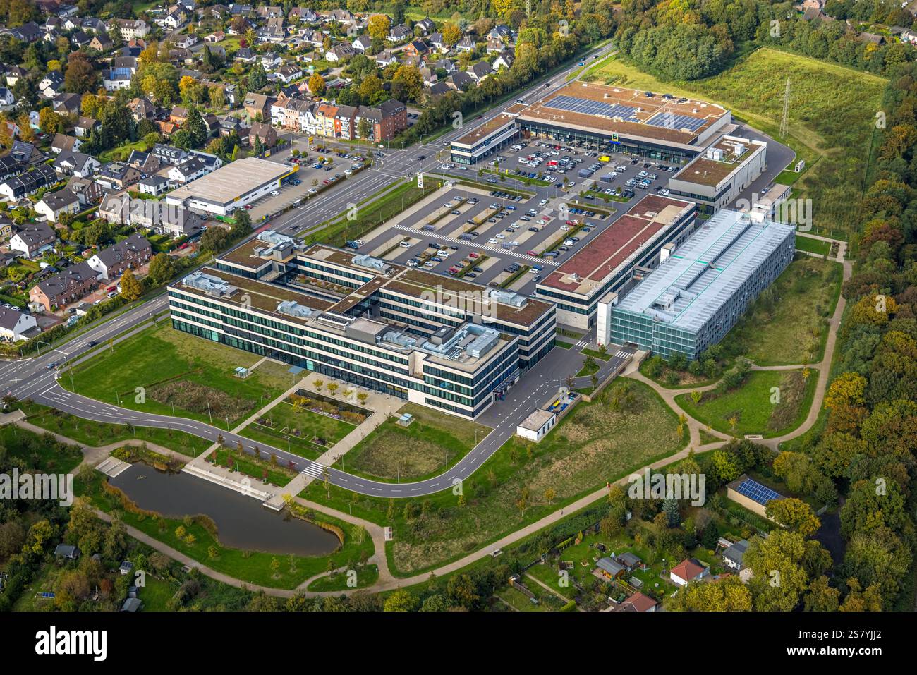 Aerial view, EDEKA Rhein-Ruhr Foundation headquarters and ...