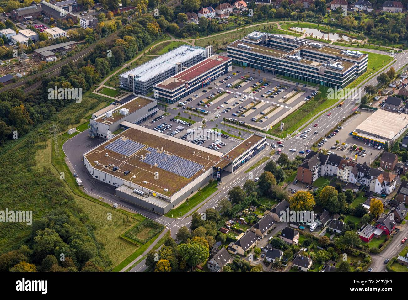 Aerial view, EDEKA Rhein-Ruhr Foundation headquarters and ...