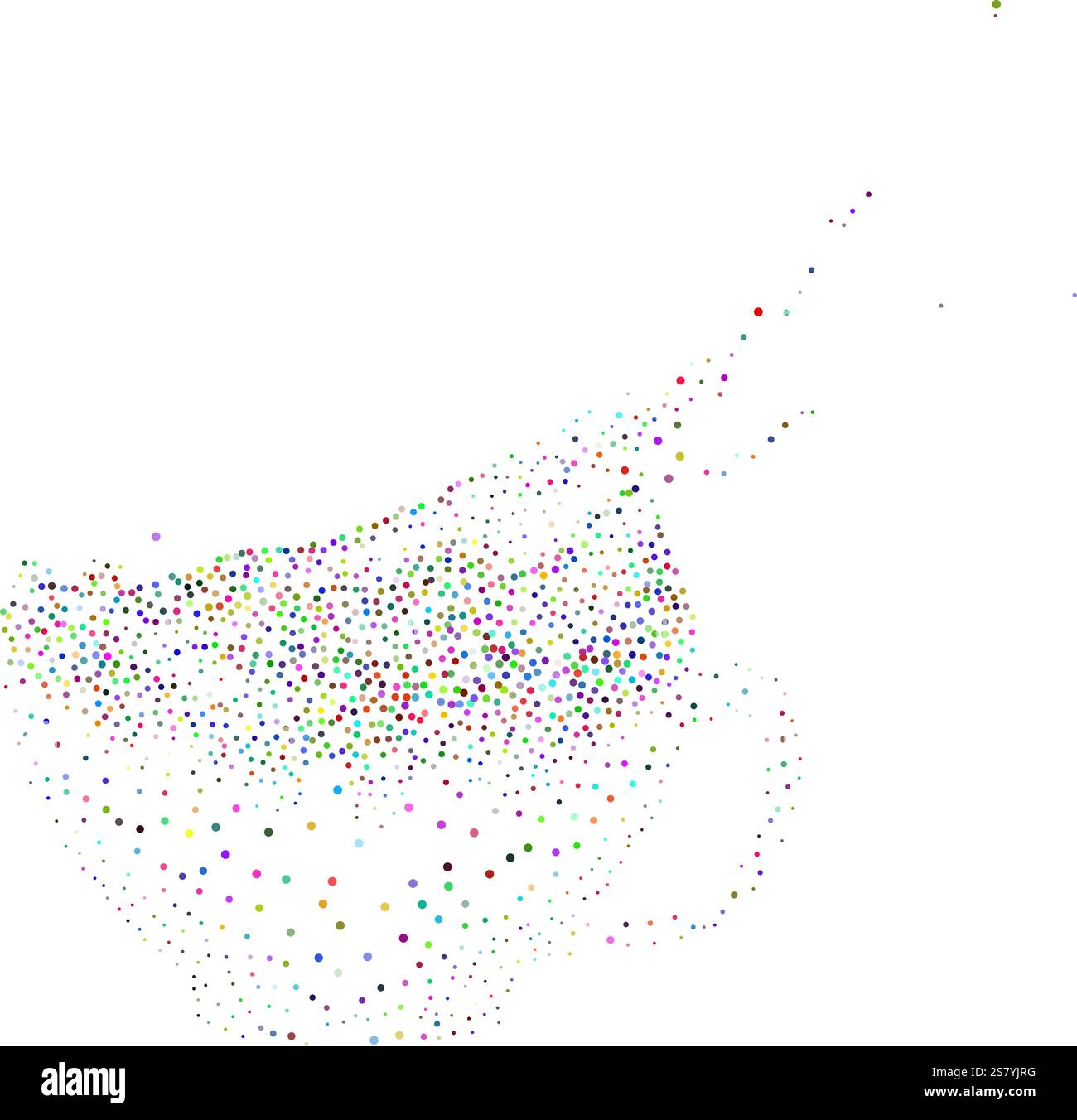 Coffee cup breaking into colorful particles, created from circular dots ...