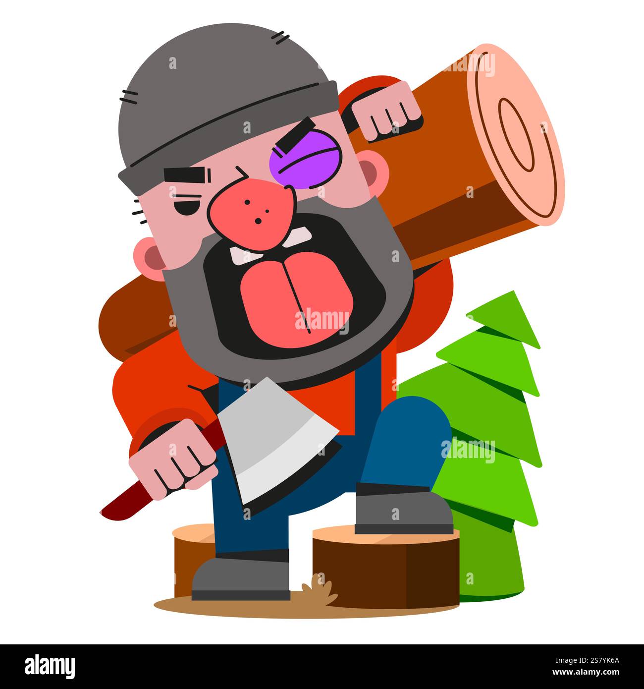 Vector pop art illustration of a brutal bearded man, macho with blood ...