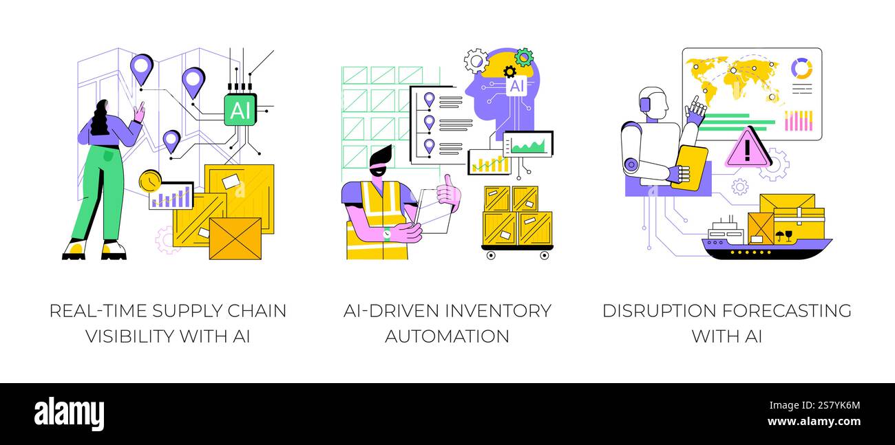 AI in logistics and warehousing abstract concept vector illustrations ...