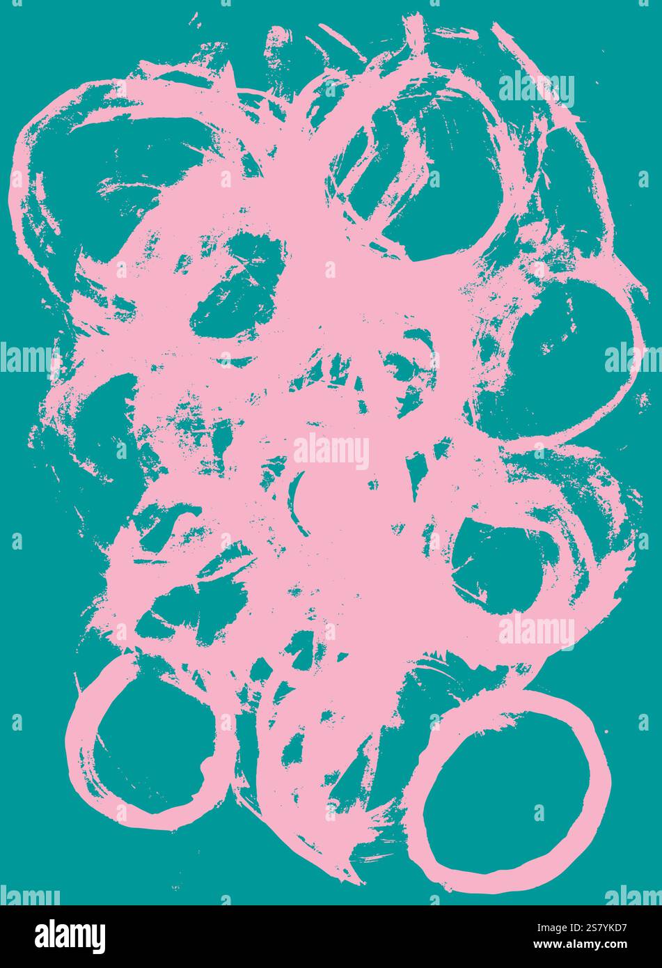Grunge texture created from brush strokes. Teal and pink color texture ...